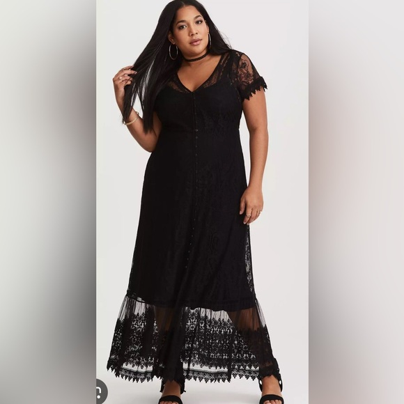 torrid | Dresses | Torrid Black Lace Buttonfront Dark Romantic Goth ...